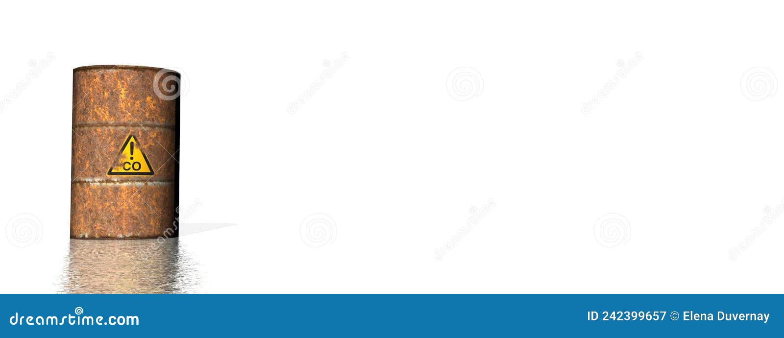 Single Rusty Carbon Monoxide Barrel - 3D Render Stock Illustration ...