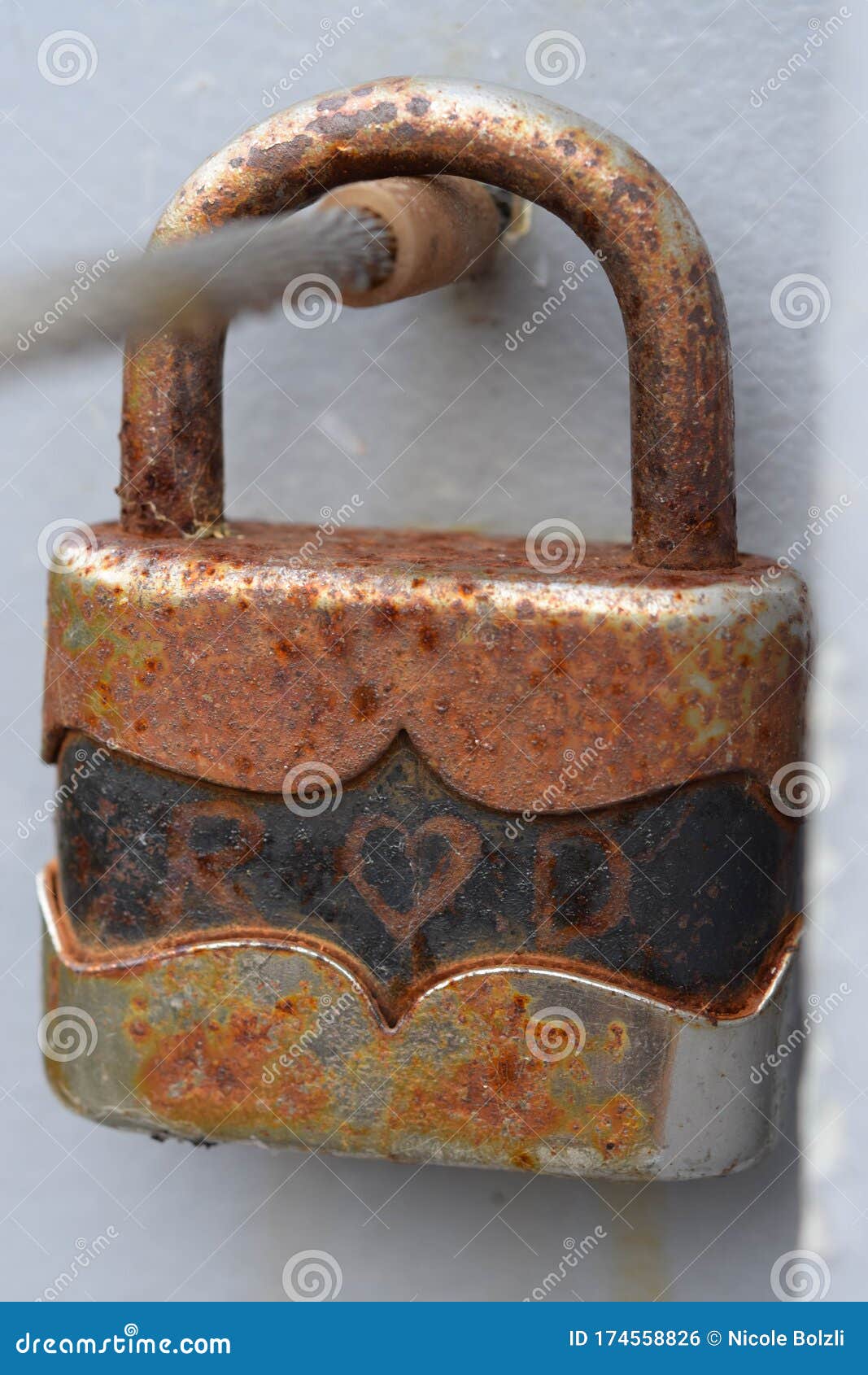 Rusty Love Padlocks with Initials Stock Photo - Image of padlock ...