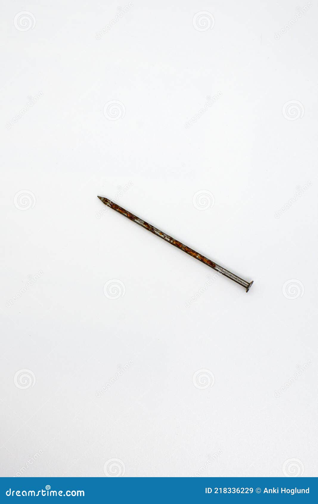 A Single Rusty Nail on White Background Stock Image - Image of object ...