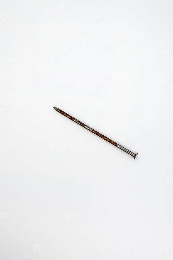 A Single Rusty Nail on White Background Stock Image - Image of object ...