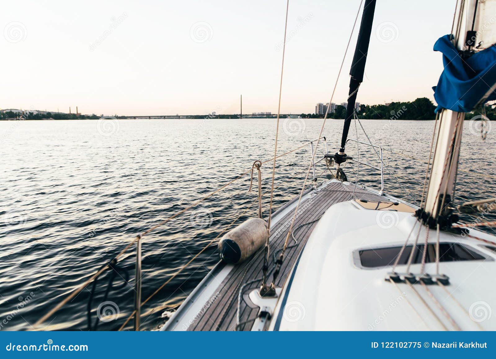 Single Sail Boat on the Lake in Summer Time Stock Image - Image of sail ...