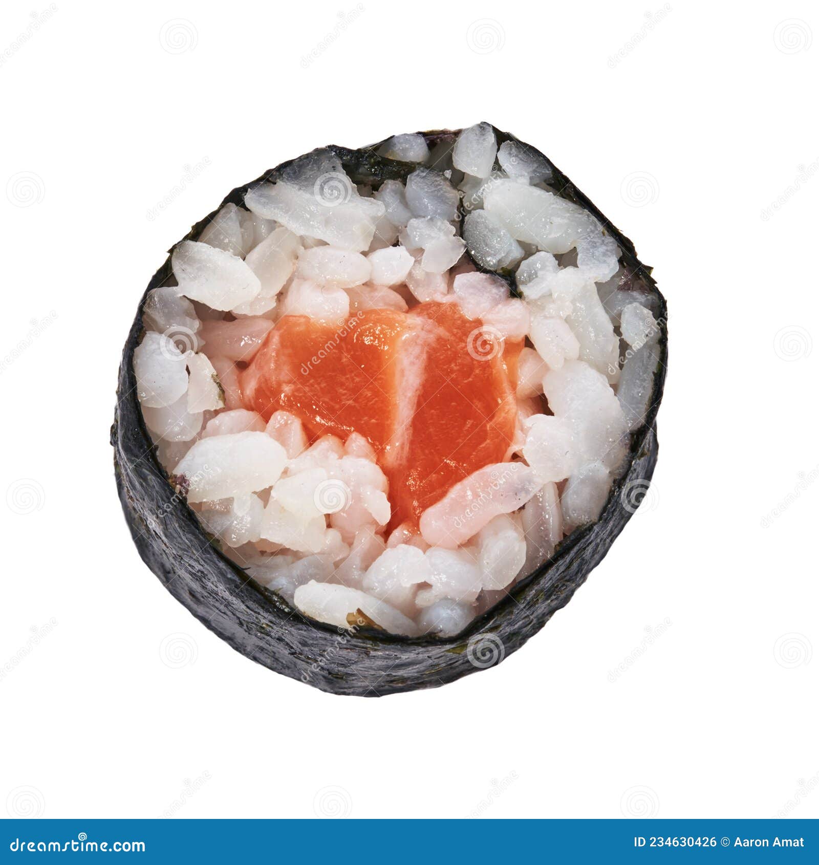 Single Salmon Sushi Maki Isolated on White Background Stock Photo ...
