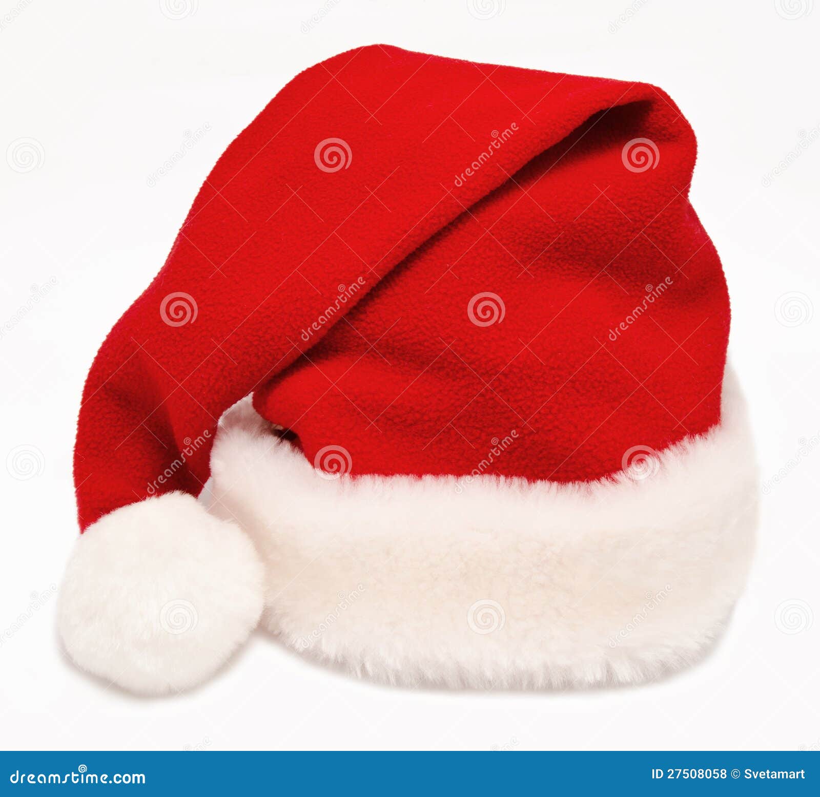 Single Santa Claus Red Hat Isolated on White Stock Photo - Image of ...