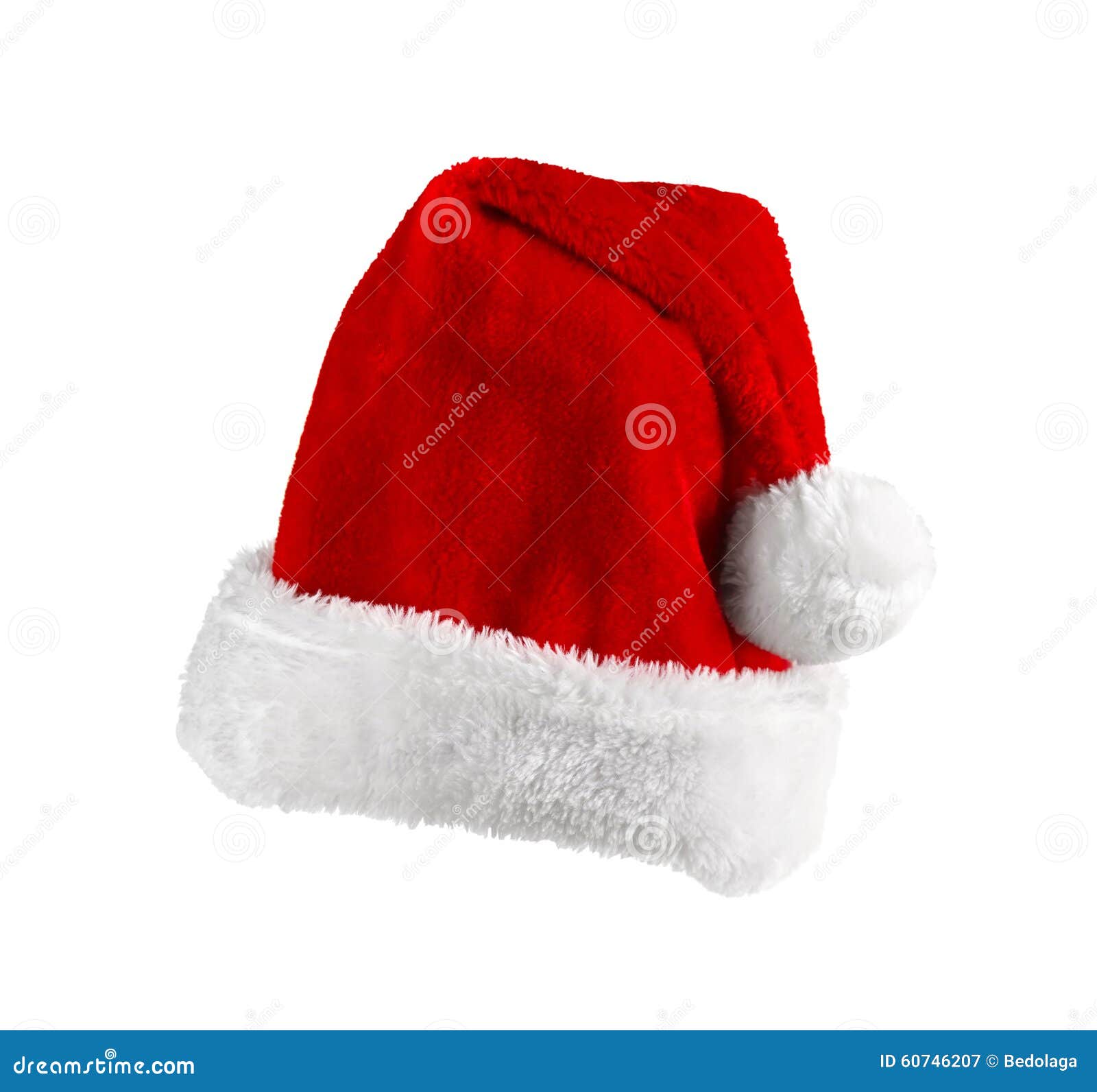 Single Santa Claus Red Hat on White Stock Image - Image of furry ...