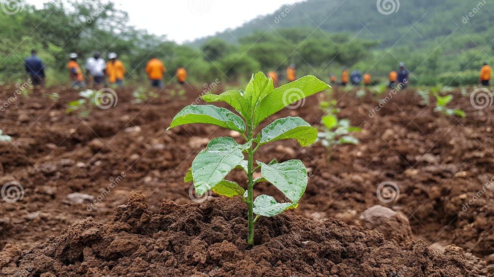 A Single Sapling in a Field of New Growth Stock Illustration ...