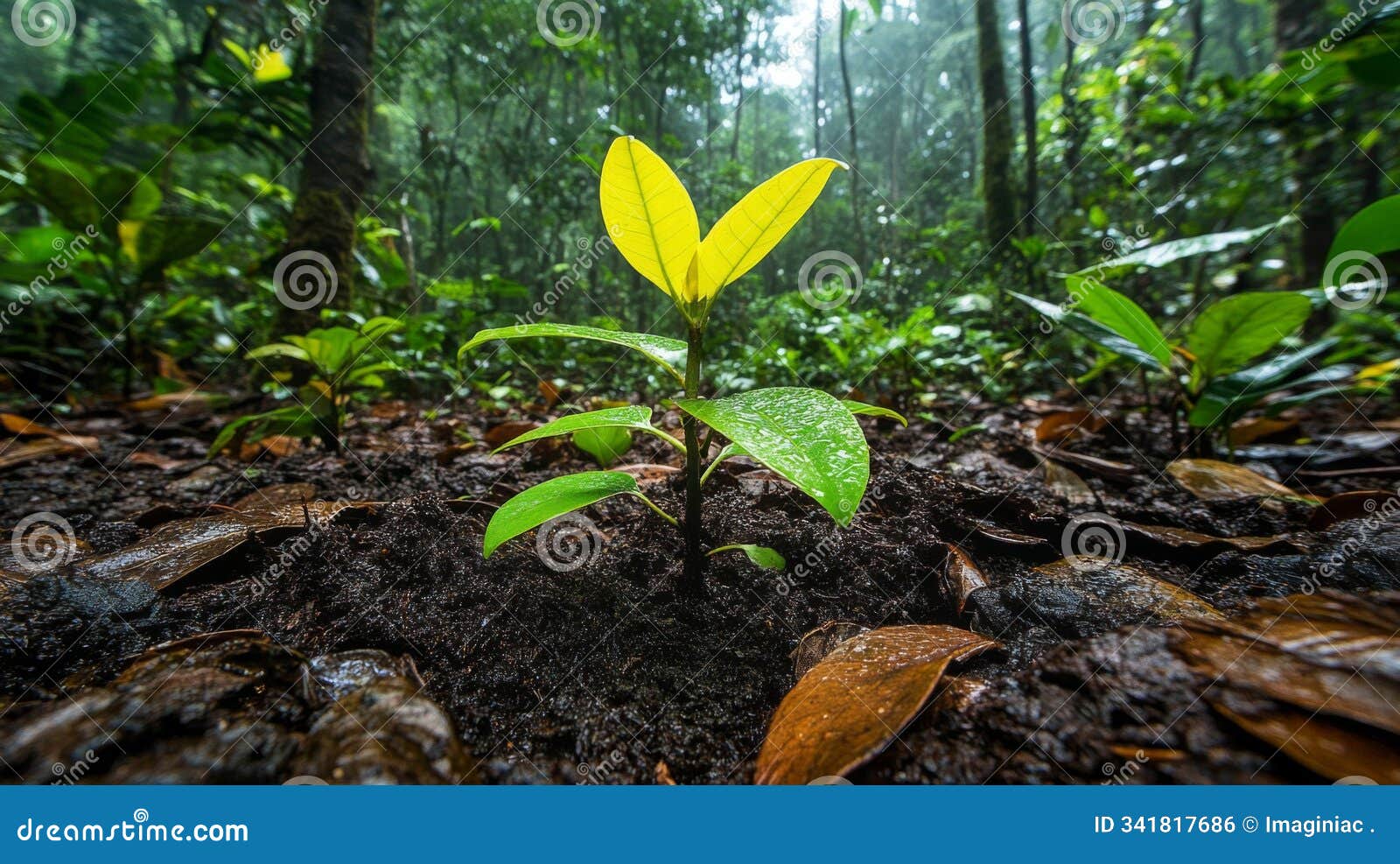 A Single Sapling Growing in a Rainforest Stock Illustration ...