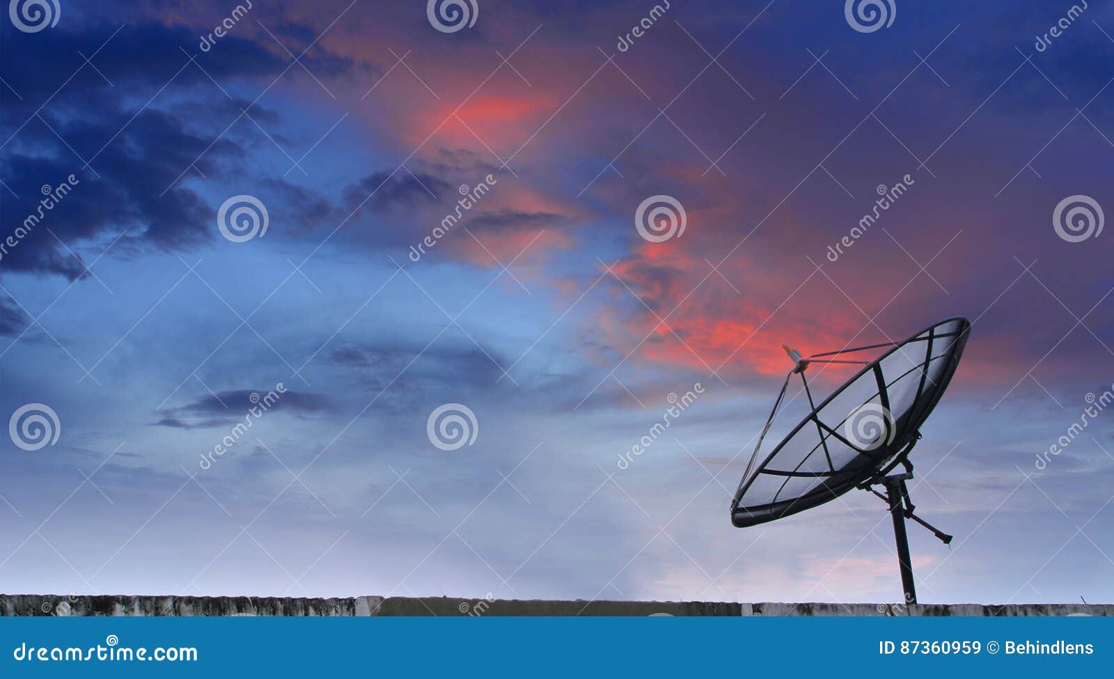 Single Satellite Dish Stand with Beautiful Sky. Stock Image - Image of ...