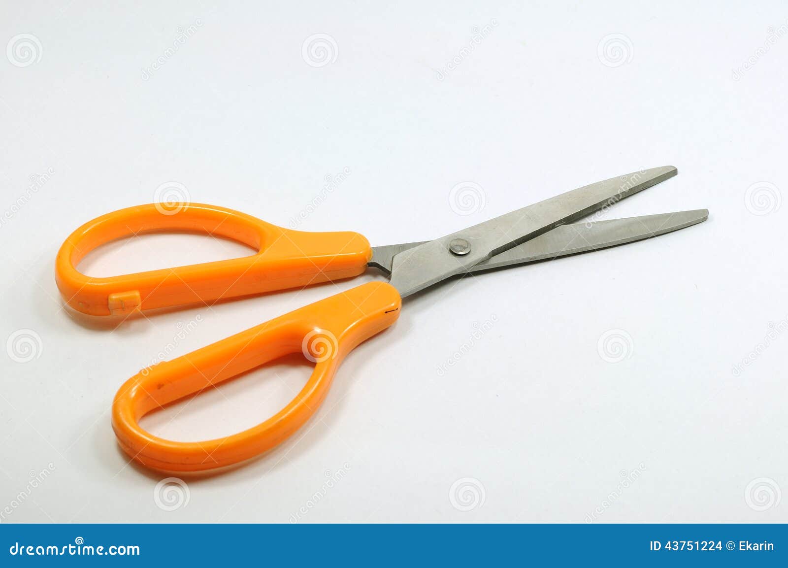 Single Scissor with Orange Handle. Stationary Stock Photo - Image of ...
