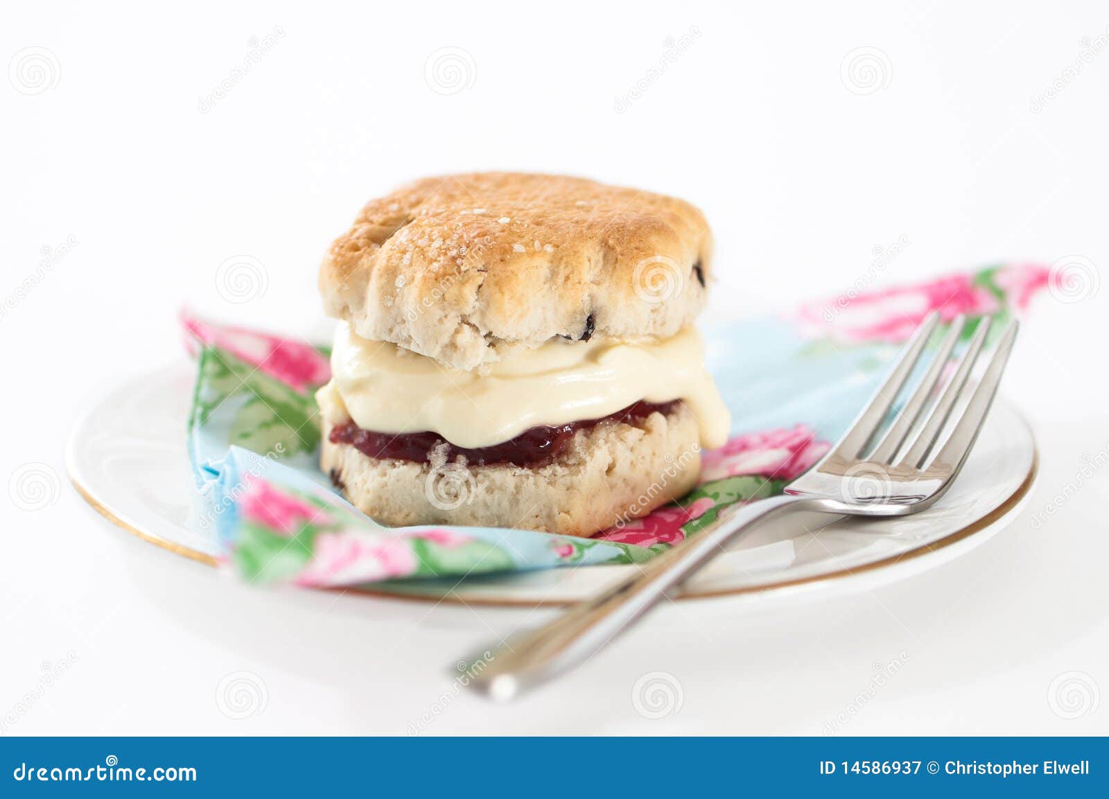 Single Scone stock image. Image of cake, devonshire, cream - 14586937