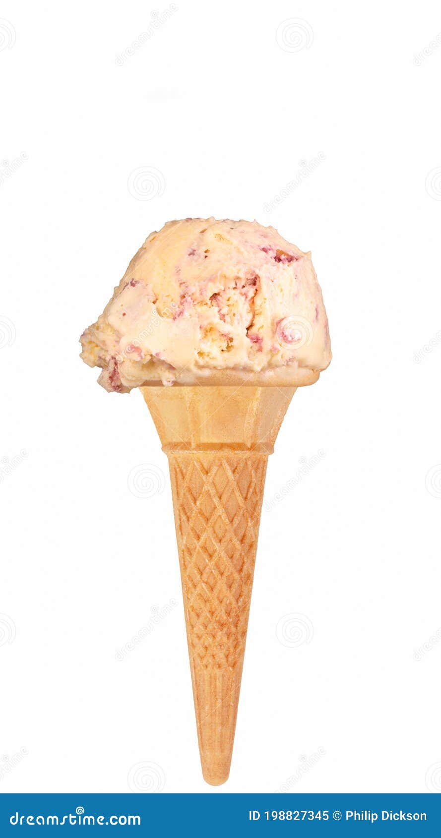 Raspberry Ripple Ice Cream Scoop on a Waffle Cone Stock Image - Image ...