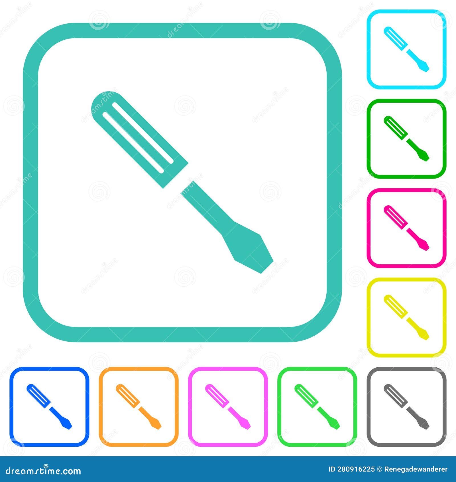 Single Screwdriver Vivid Colored Flat Icons Stock Vector - Illustration ...