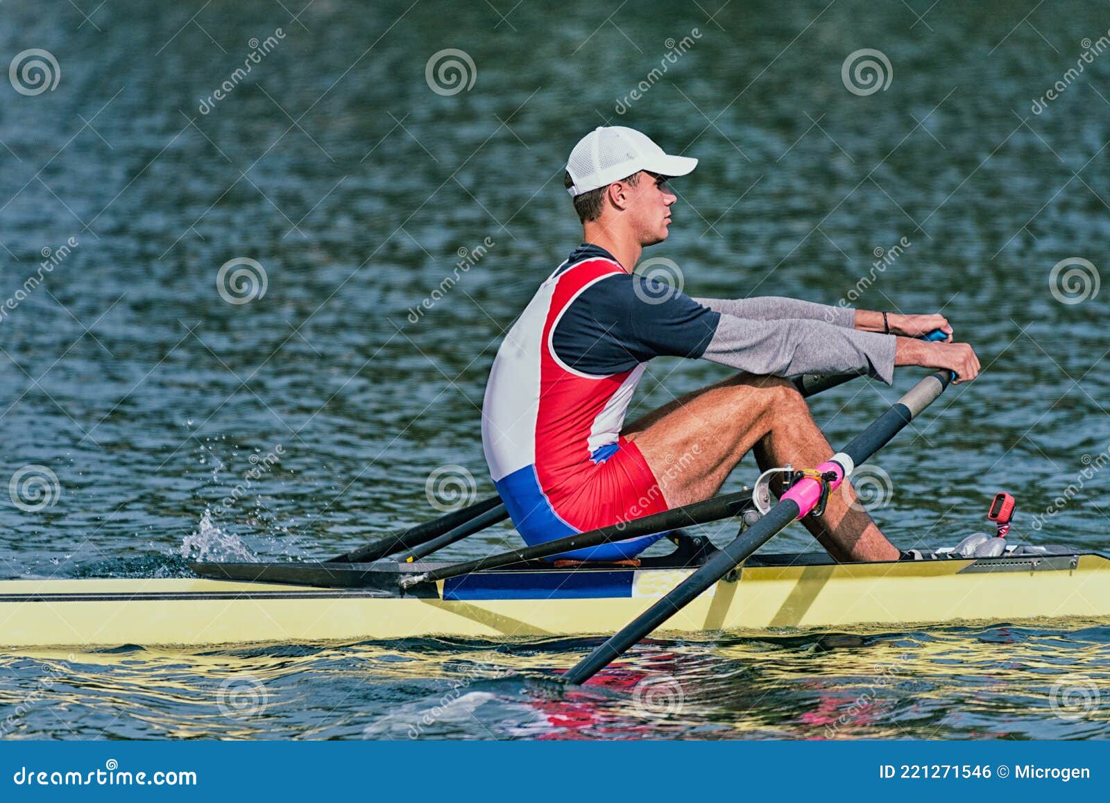 Single Scull Rowing Competitor Stock Photo - Image of sculling, effort ...