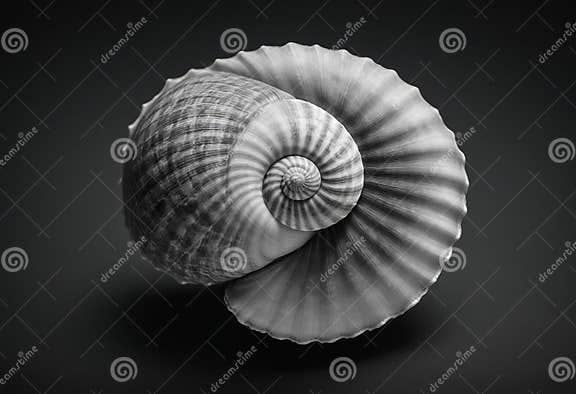 Single Seashell Resting on a Plain Black Background Stock Illustration ...