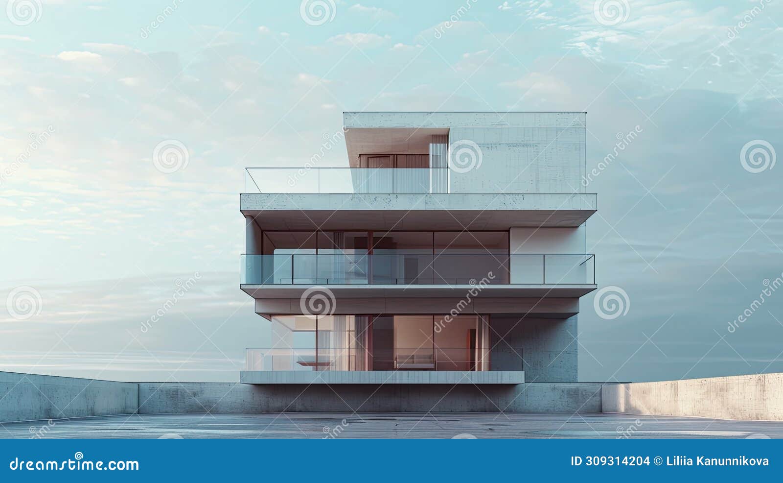 A Single-section Low-rise Building Spanning Three Floors, Showcasing ...