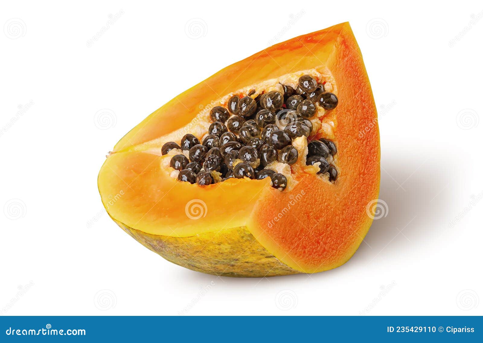 Single Segment of Ripe Papaya Isolated on White Stock Photo - Image of ...