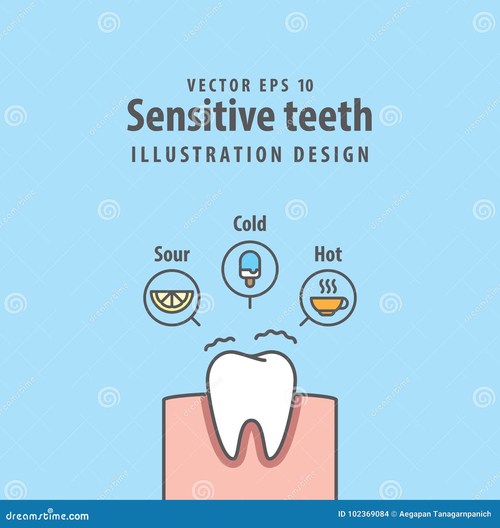 Sensitive Teeth Vector Icon Or Logo With Flat Cartoon Design ...