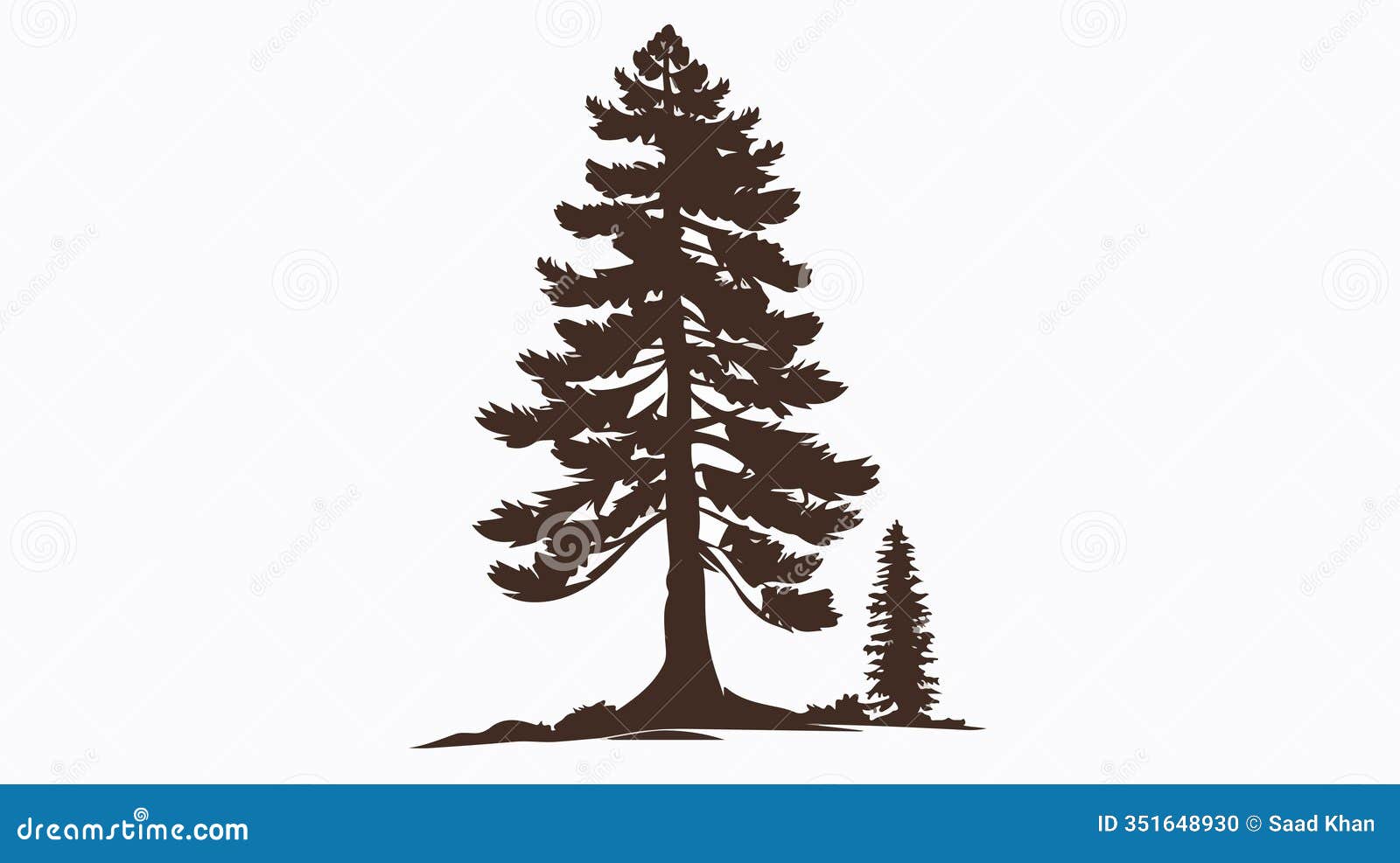 Single Sequoia Tree Silhouette Flat Icon Vector for Nature Designs ...