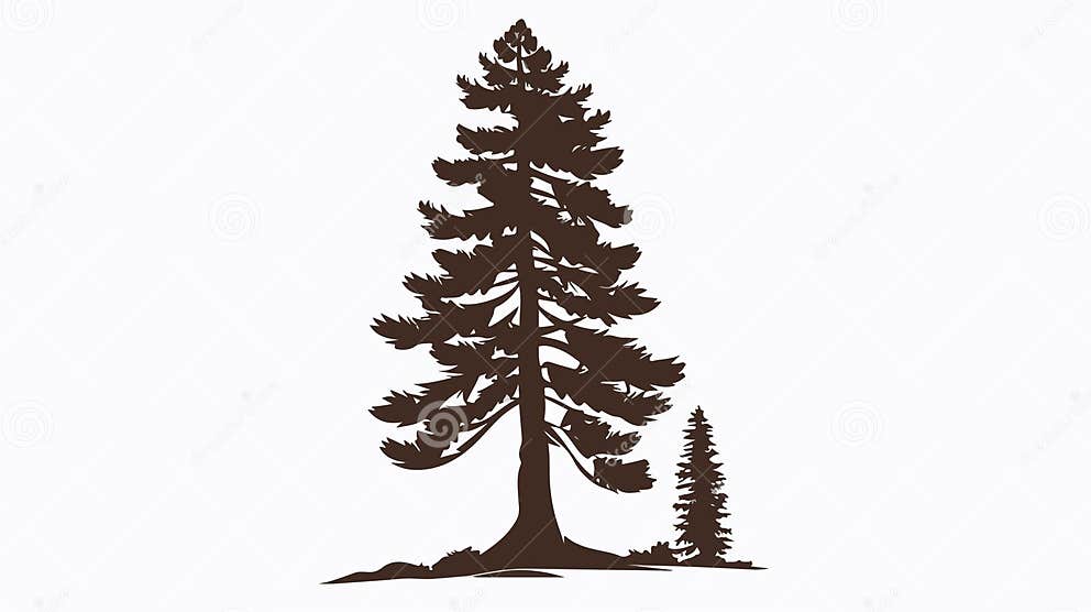Single Sequoia Tree Silhouette Flat Icon Vector for Nature Designs ...