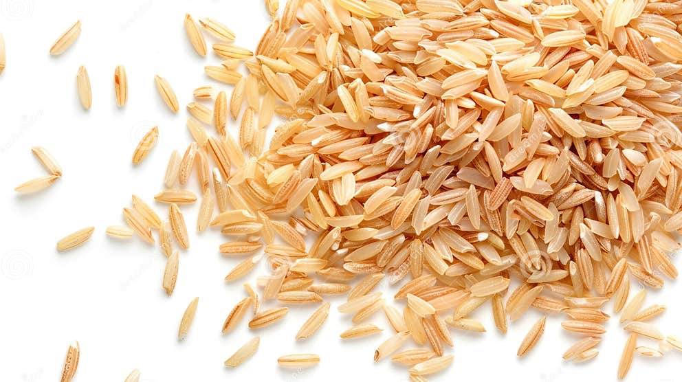 A Single Serving of Brown Rice Sits Atop a Clean White Surface, Ready ...