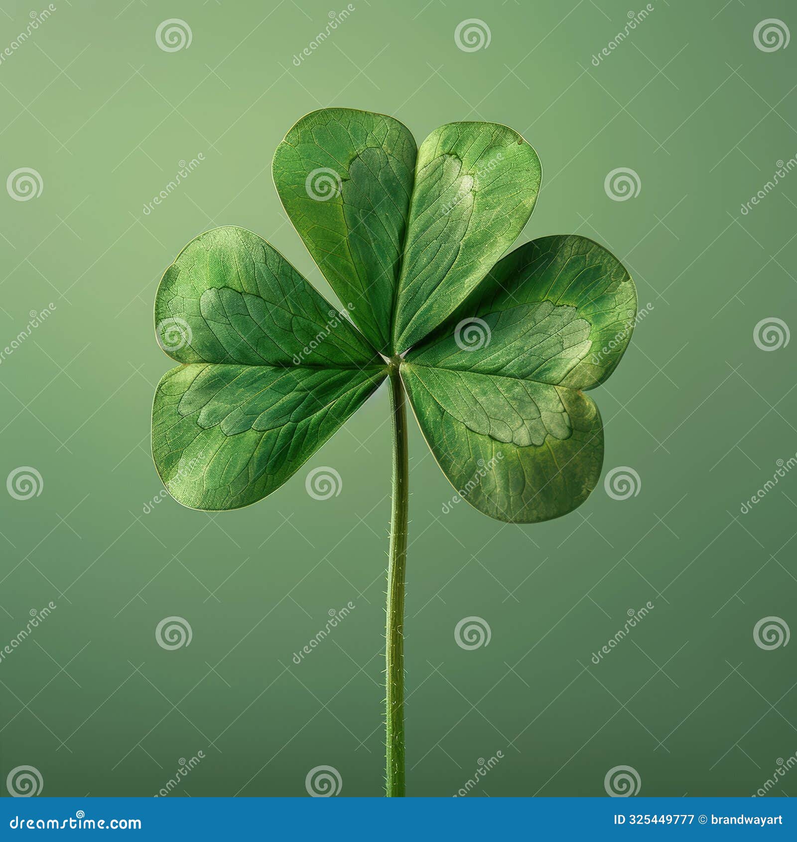 Single Shamrock Leaf Against Green Background Stock Illustration ...