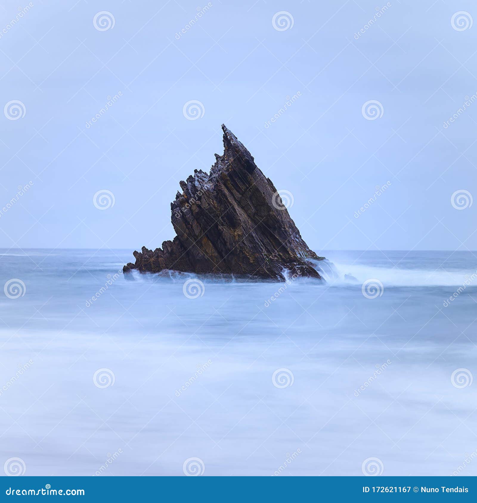 Single Sharp Rock on the Middle of the Sea Stock Image - Image of cliff ...