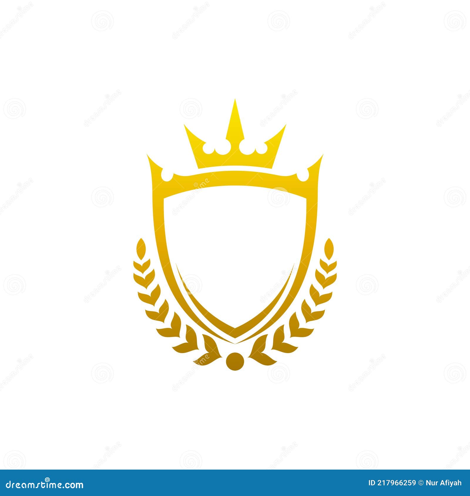Shield logo and gold color stock vector. Illustration of crown - 217966259