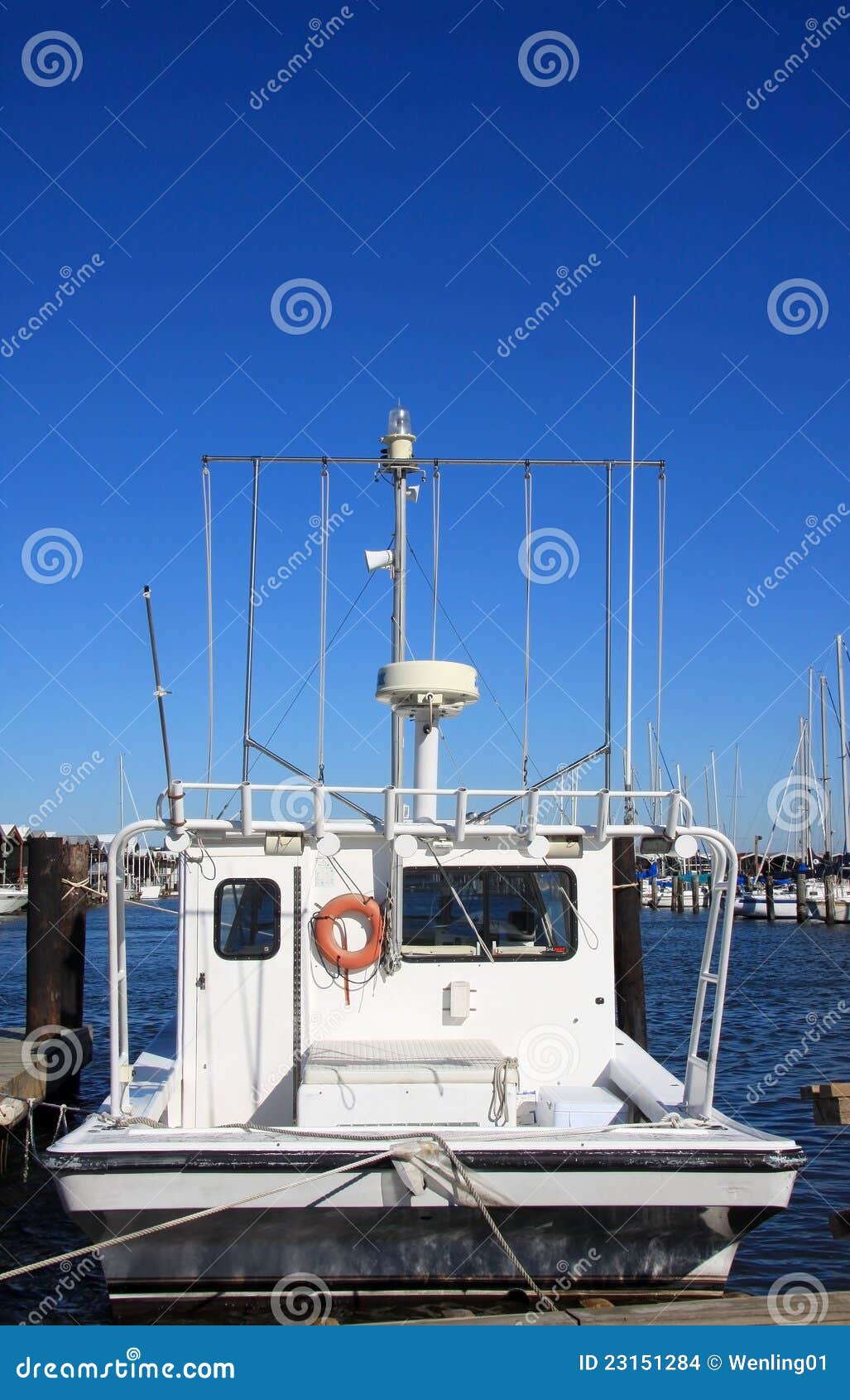 A Single Ship Docked on the Seaside. Stock Photo - Image of small ...