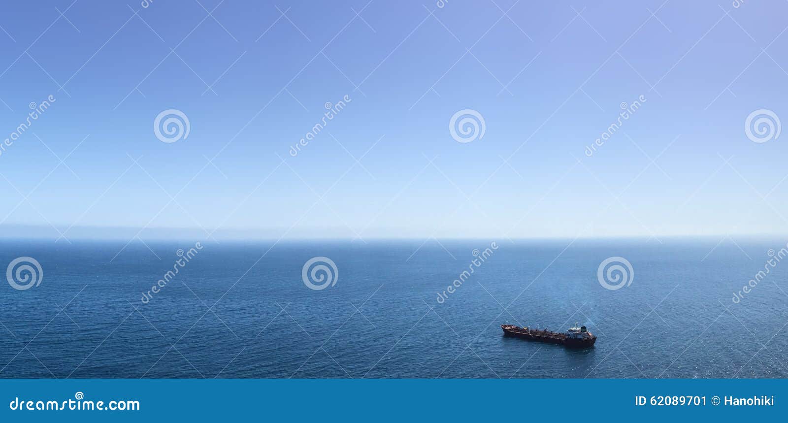 Single Ship on Ocean Panorama Stock Image - Image of blue, coast: 62089701