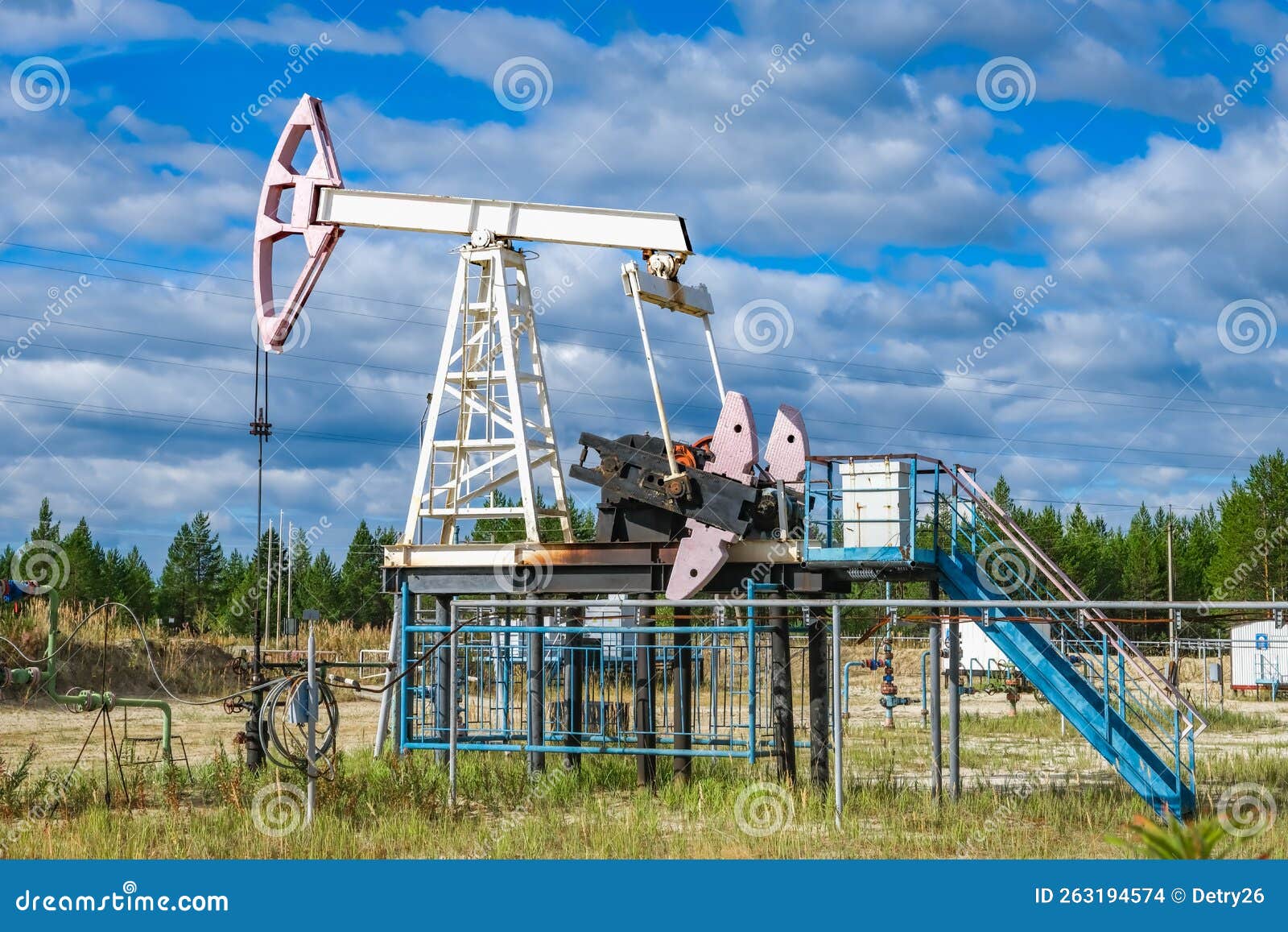 A Single-shoulder Rocking Machine at Oil Field. Oil and Gas Production ...