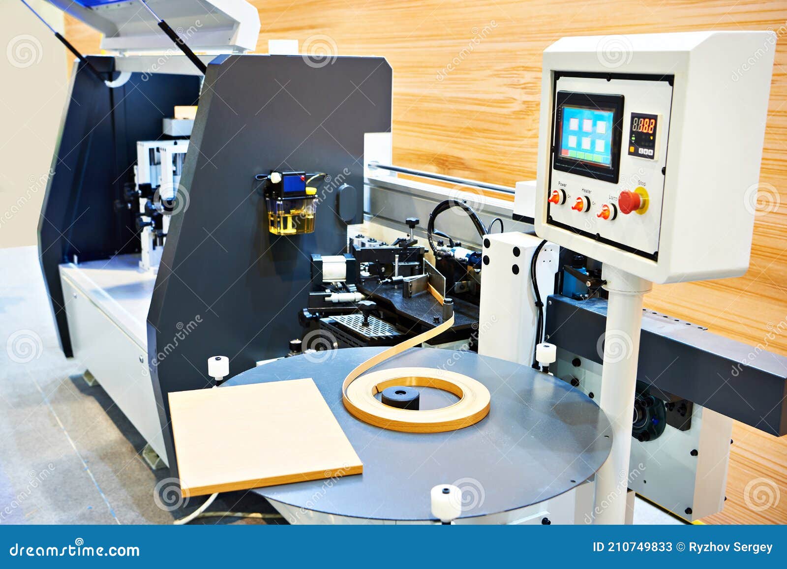 Automatic Edge Banders on Factory Stock Image - Image of machine ...