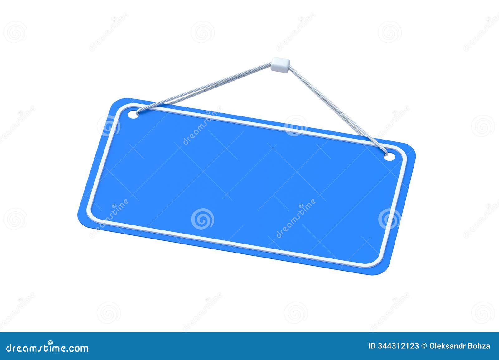 Single Sign Board with Rope Isolated on White Background Stock ...