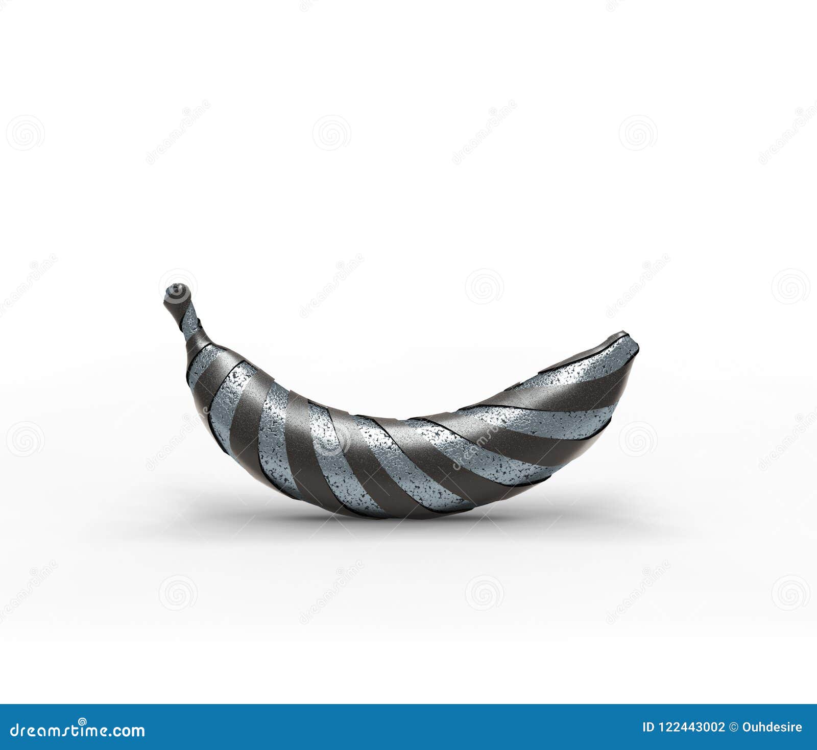Single Silver Banana Wrapped in Black Stripes Stock Photo - Image of ...