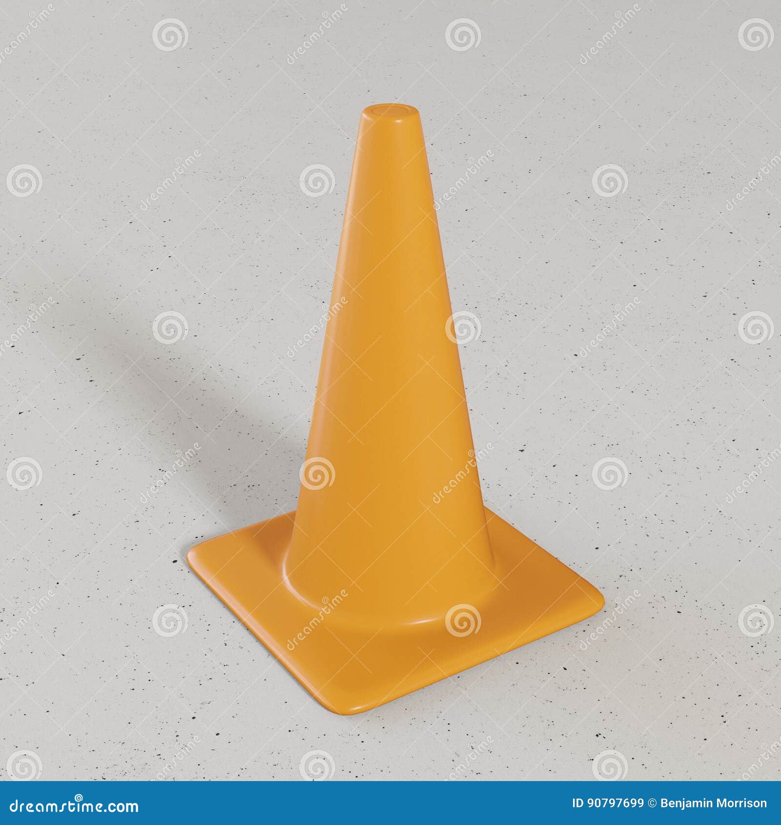 Single Simple Orange Traffic Cone on a Clean Concrete Surface Stock ...