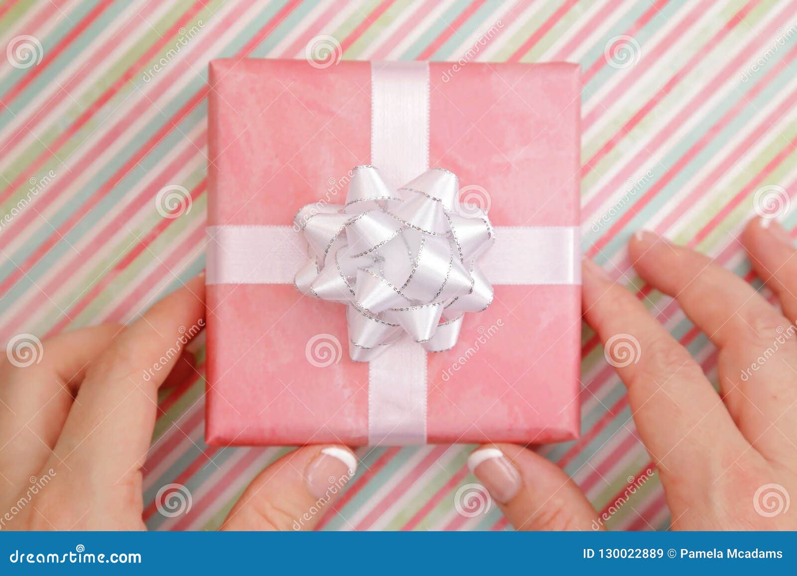 Single Simple Wrapped Present on a Matching Background Stock Image ...