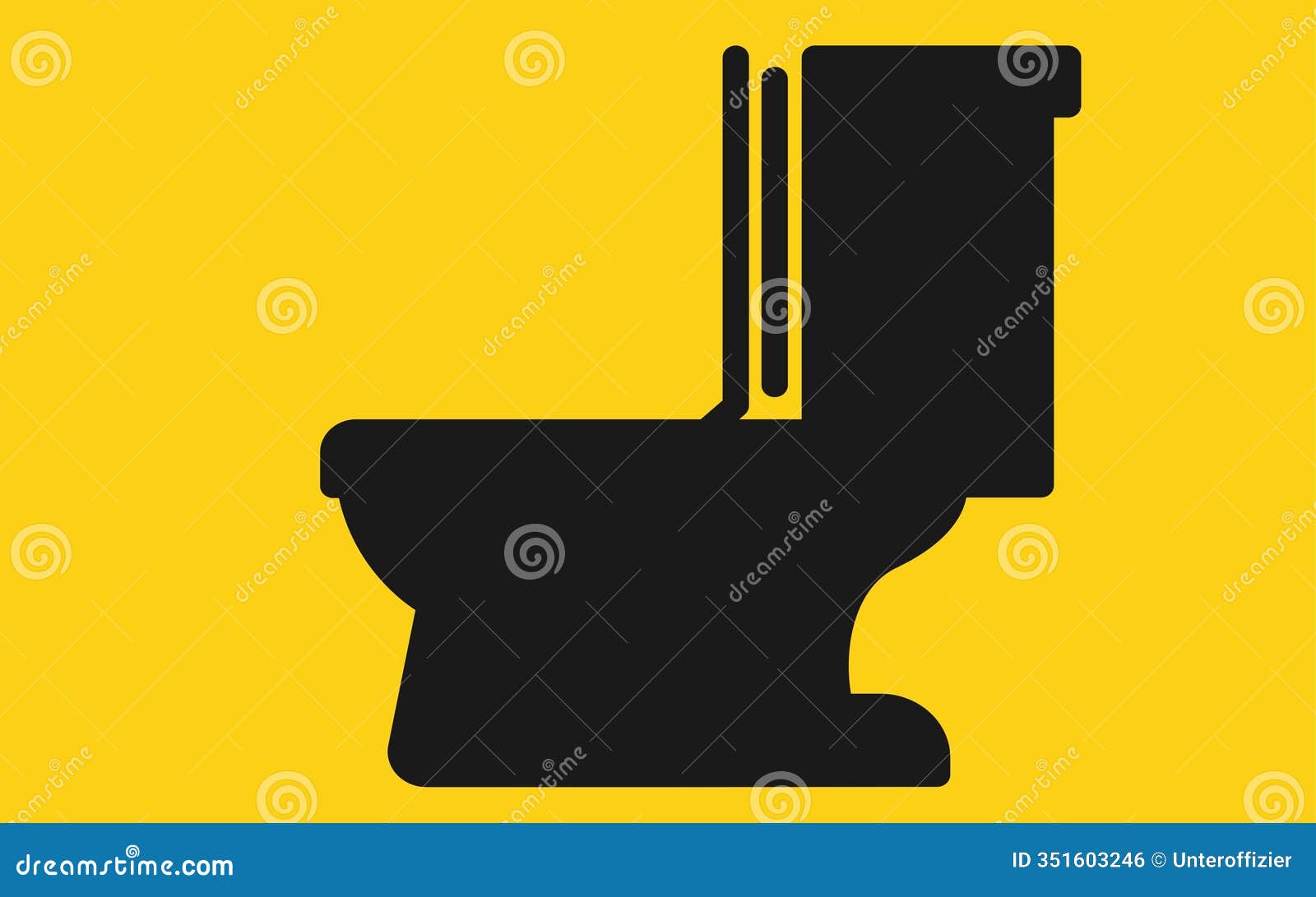 A Single Sitting Flush Toilet Set Against a Yellow Backdrop Stock ...