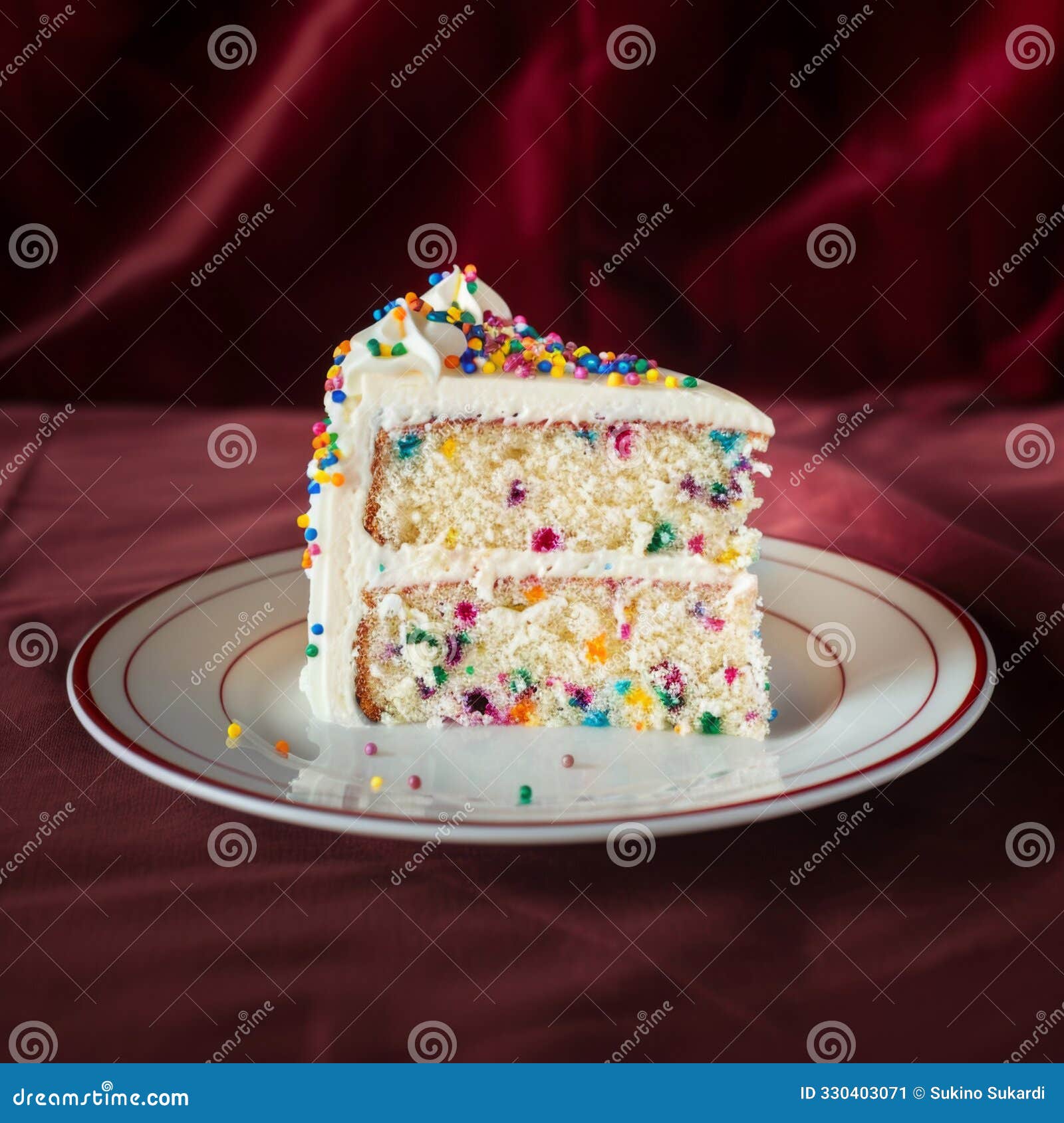 A Single Slice of Birthday Cake with Sprinkles Stock Illustration ...
