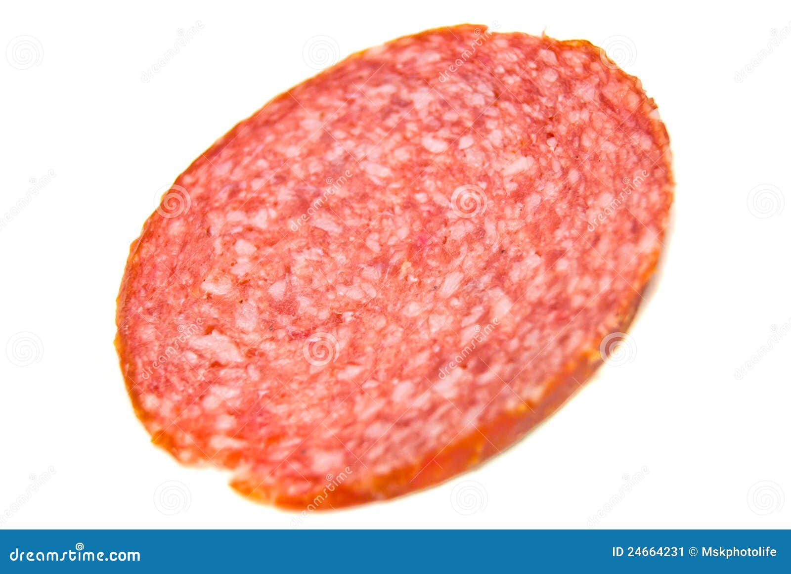 Single Slice of Cervelat on White Stock Image - Image of sausage ...