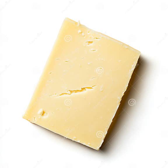 A Single Slice of Cheddar Cheese, Isolated on a White Background, Stock ...