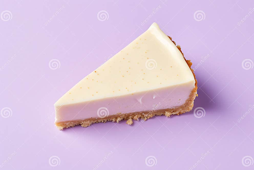 Single Slice Of Cheesecake On Pastel Violet Background Stock Illustration Illustration Of
