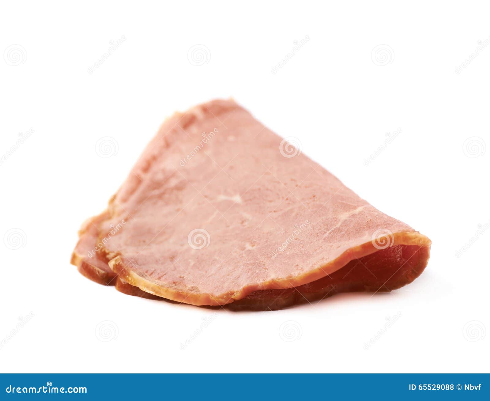 Single Slice of Ham Isolated Stock Photo - Image of protein, salted ...