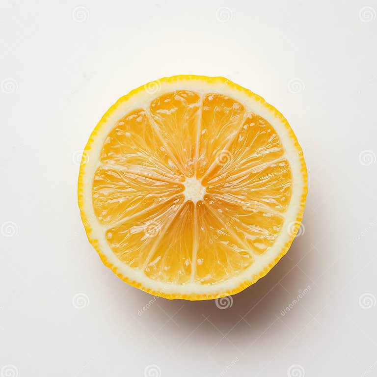 A Single Slice of Lemon, Isolated on a White Background, Showcasing a ...