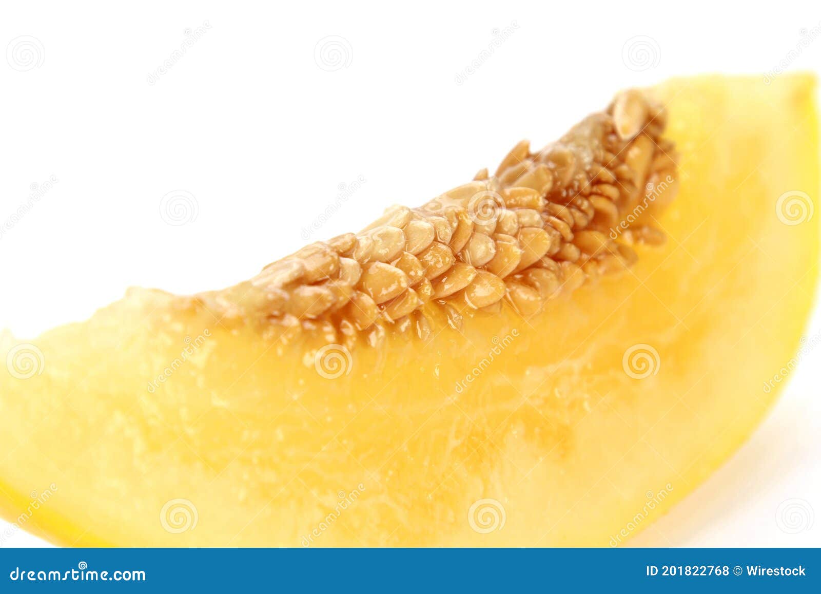 Single Slice of Melon with Seeds Isolated on a White Background Stock ...
