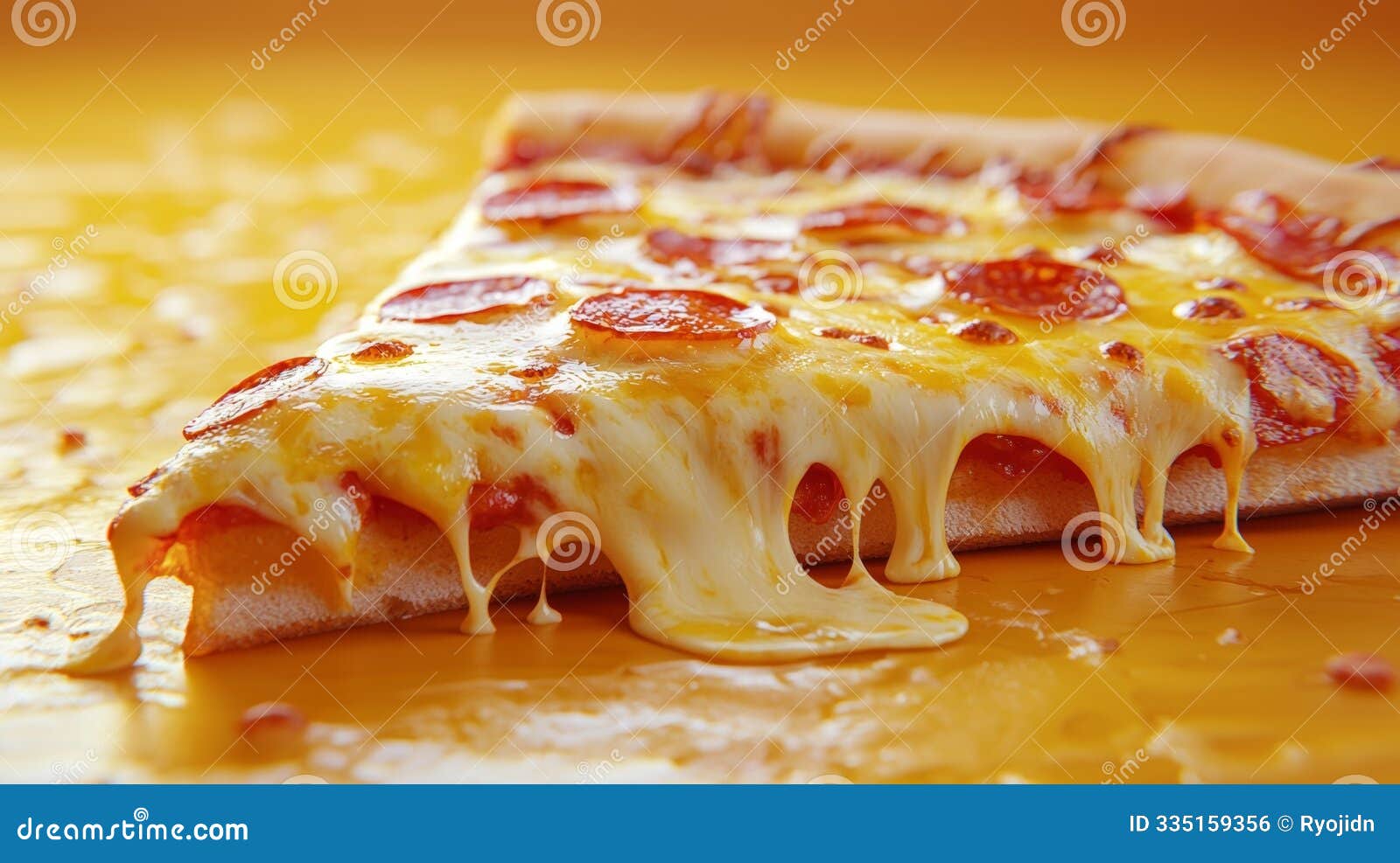 Cheesy Pizza Slice stock illustration. Illustration of yellow - 335159356
