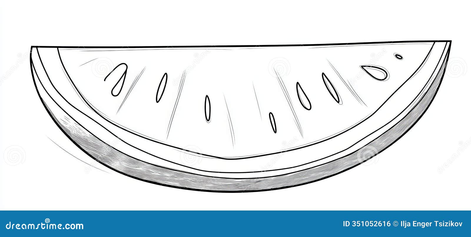 Single Slice of Watermelon Outline. Black and White Vector Illustration ...