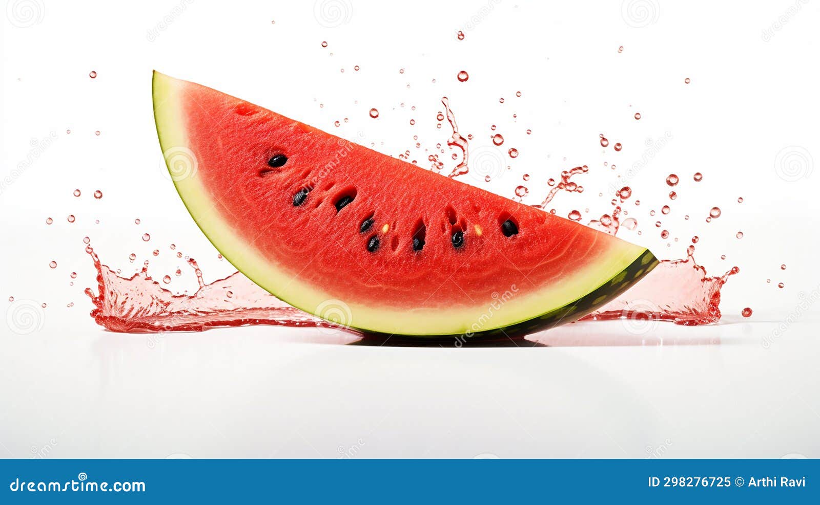A Single Slice of Watermelon with Seeds on White Background Stock ...