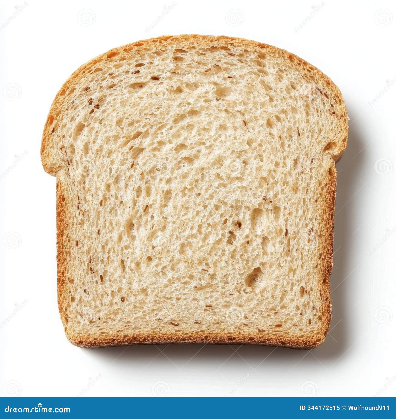 A Single Slice of Whole-grain Bread, Isolated on a White Background ...