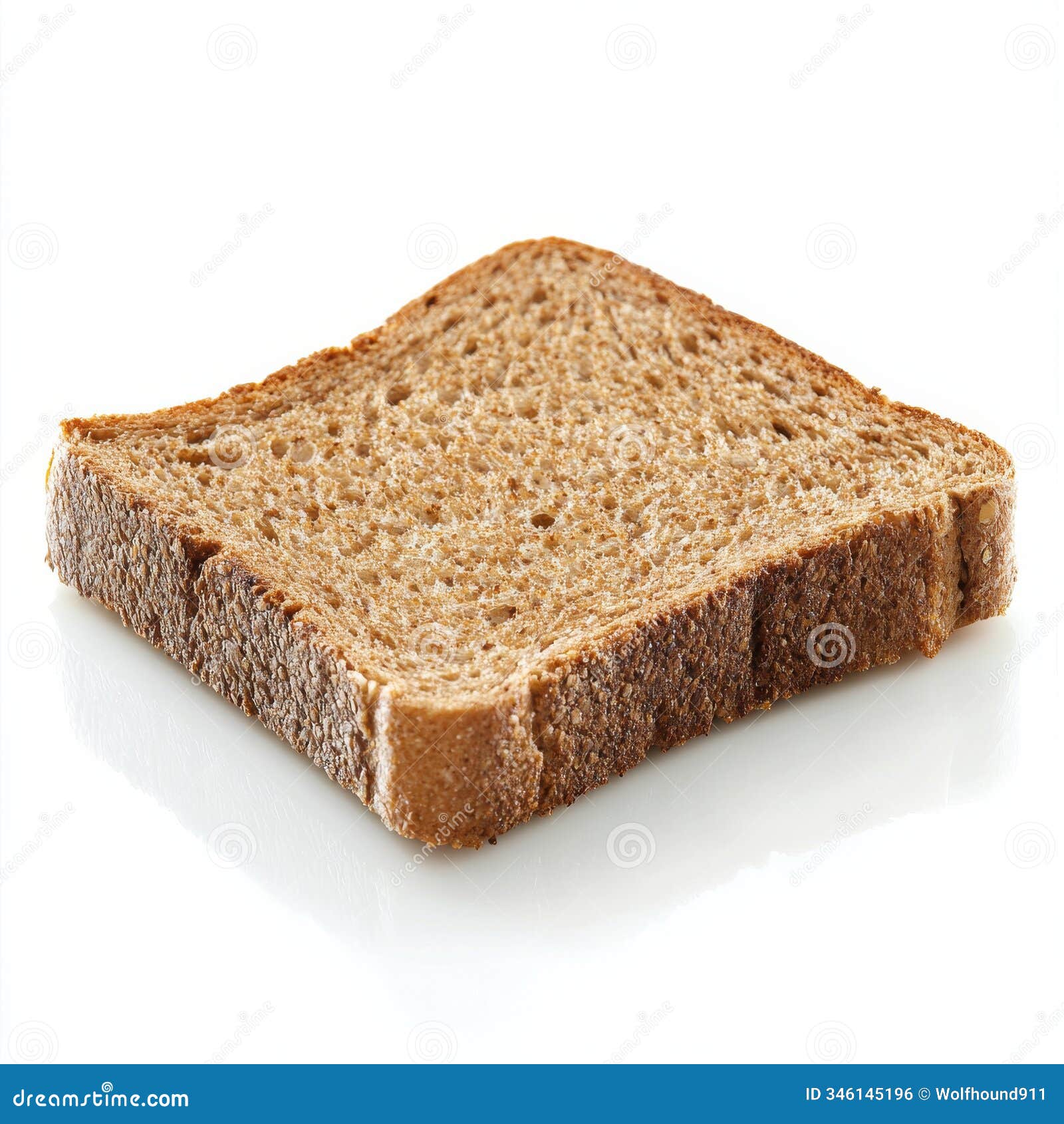 A Single Slice of Whole Wheat Toast, Isolated on a White Background ...