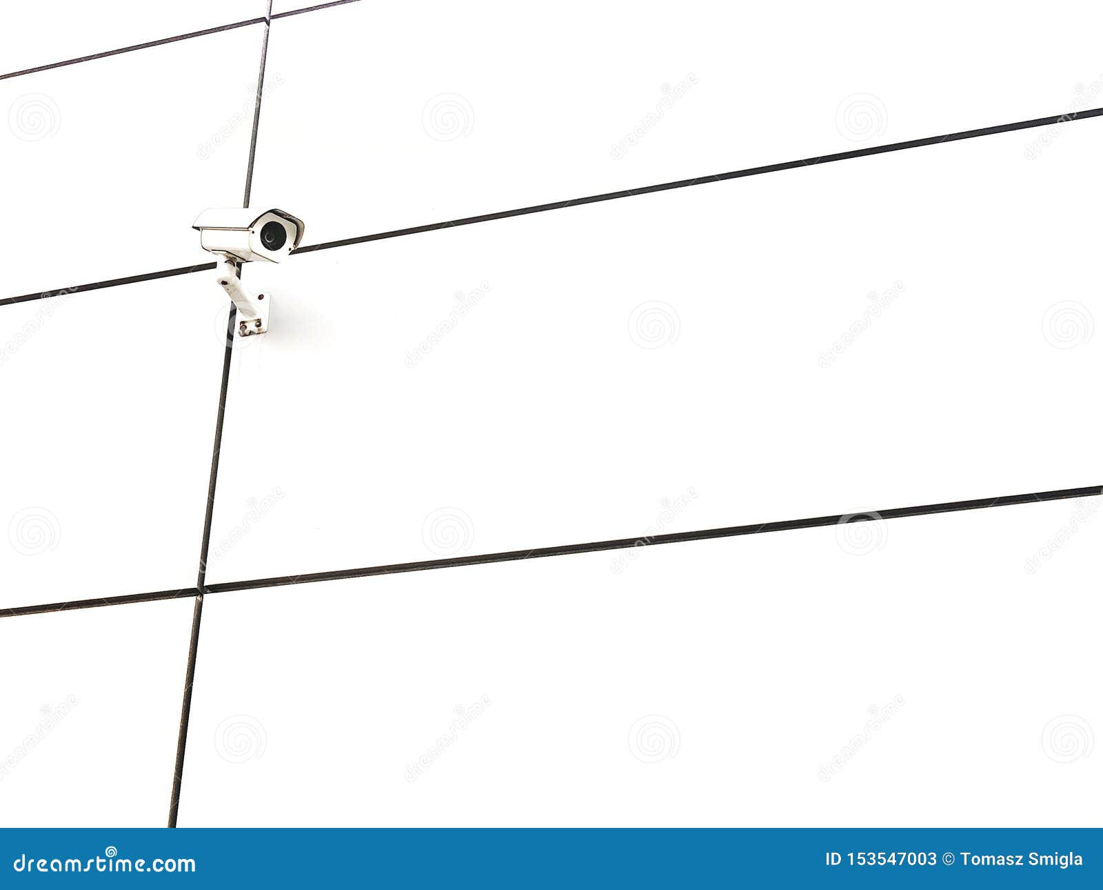 Single Small Surveillance Camera on a Perfectly White Wall, Sterile ...