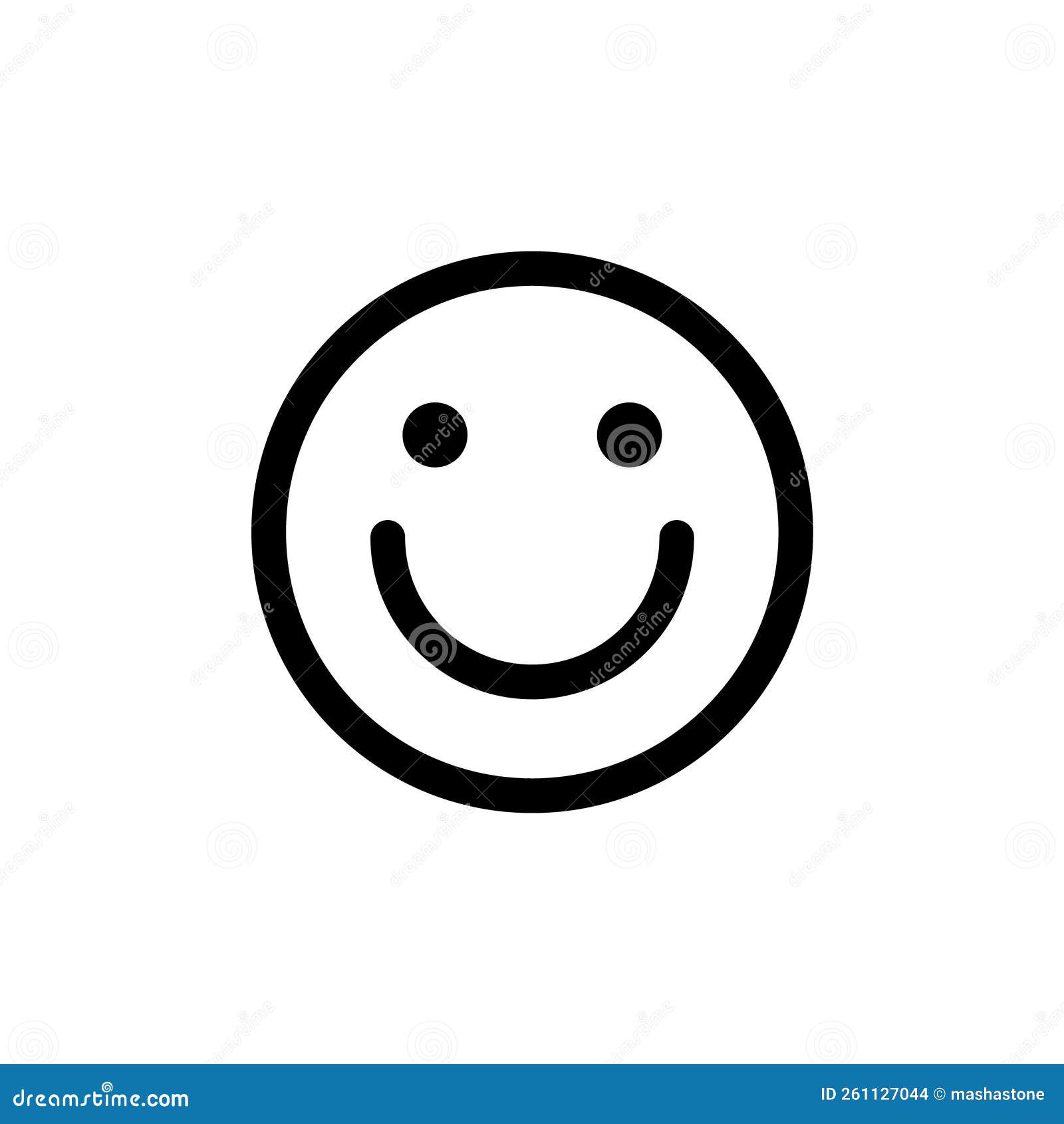 Single Smile Icon. Happy Face Symbol. Vector Black Line Icon Isolated ...