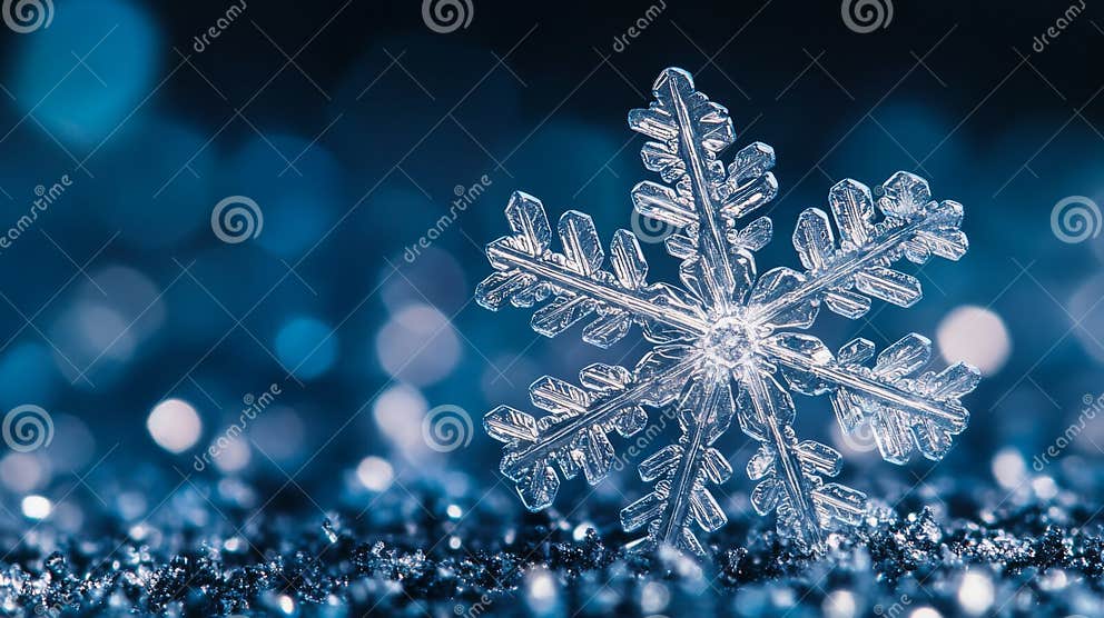A Single Snowflake on a Snowy Background Stock Illustration ...